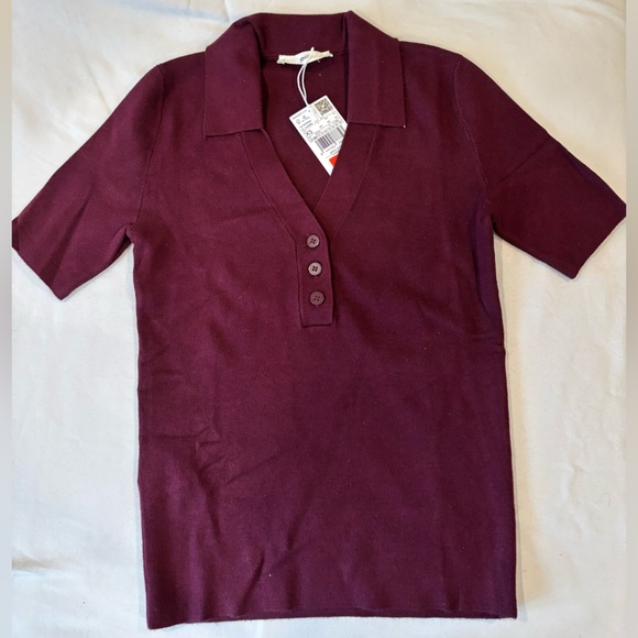 Mango | Tops | Mango Deep Burgundy Polo Shirt | Poshmark